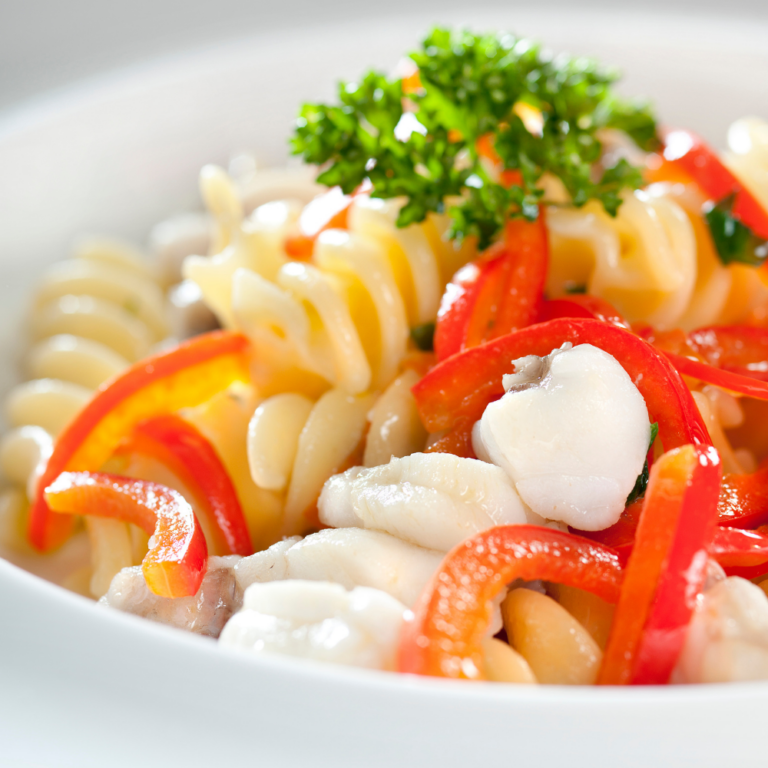 Recipe Eliche Giganti with monkfish and red peppers | Pastificio Di Martino